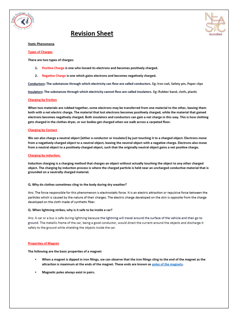 Revision Sheet - Modeling EMfields | PDF | Electric Charge | Electron