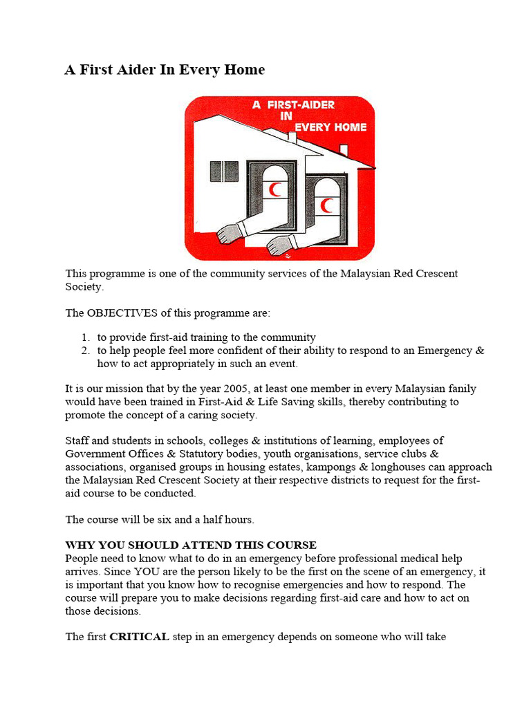 A First Aider in Every Home MRCS | PDF | First Aid | Health Care