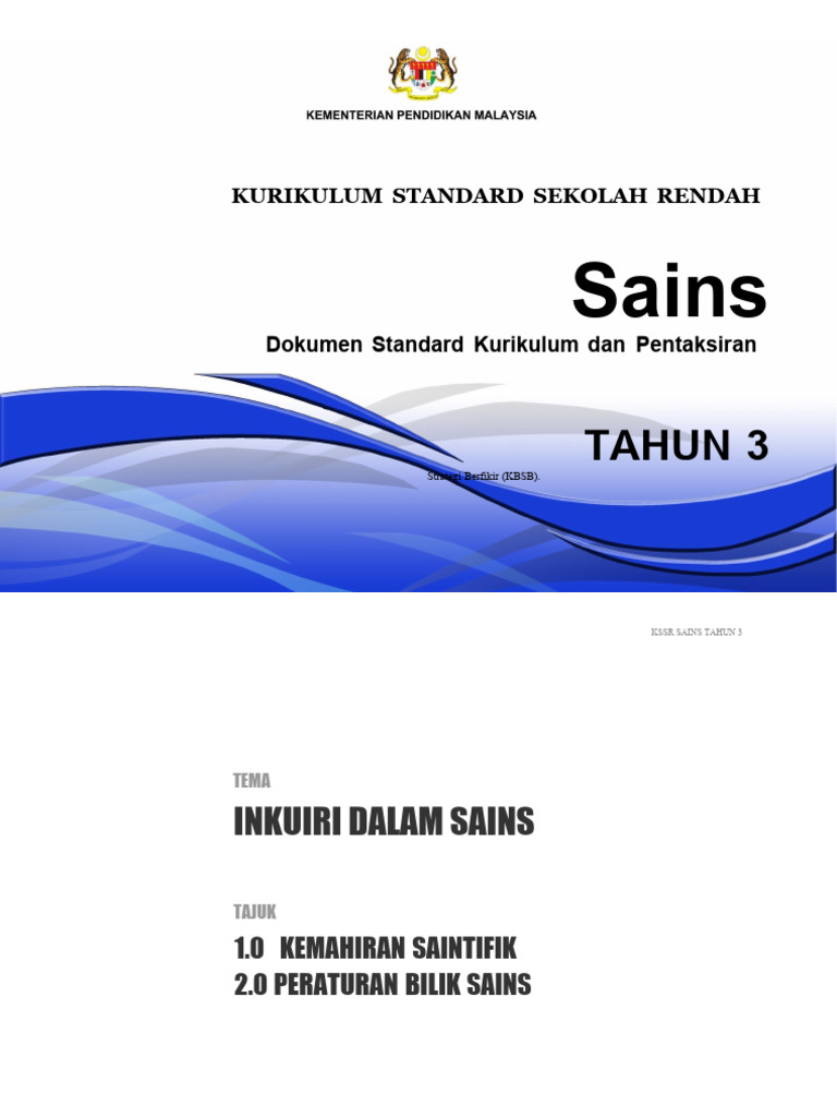008 Dskp Kssr Semakan 2017 Sains Tahun 3 Pdf