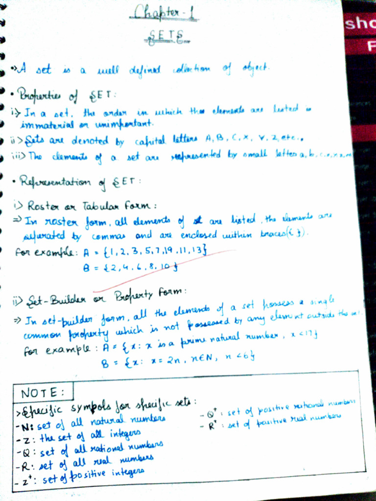 Notes of CH 1 Set Class 11 | PDF