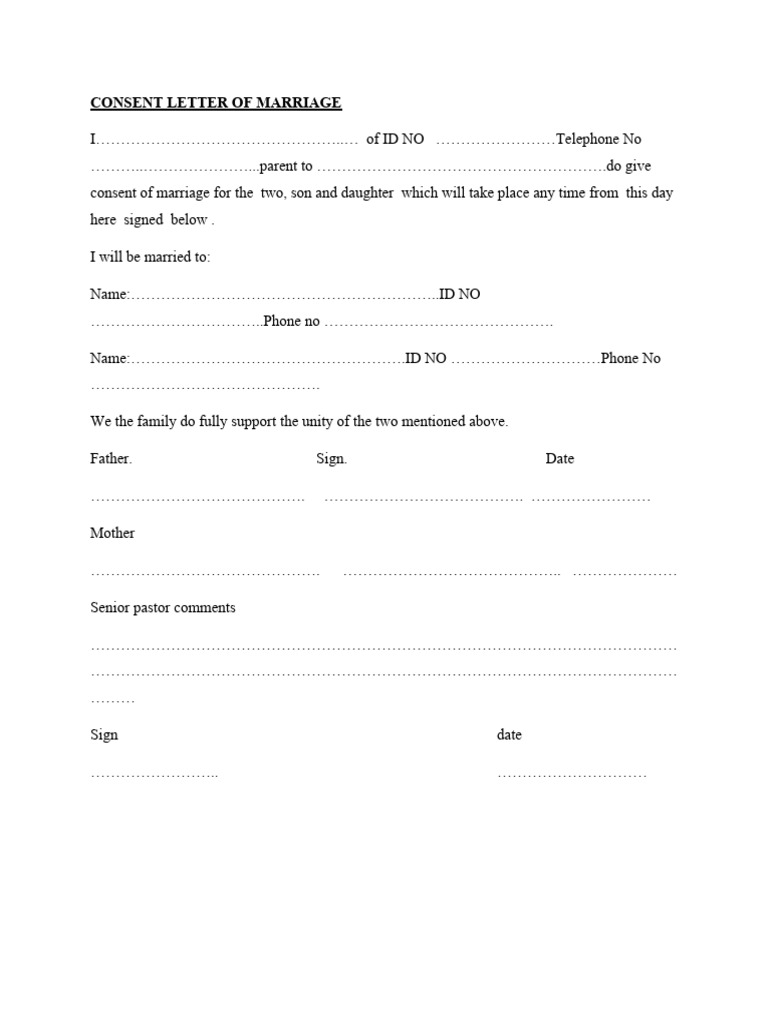 Consent Letter of Marriage | PDF