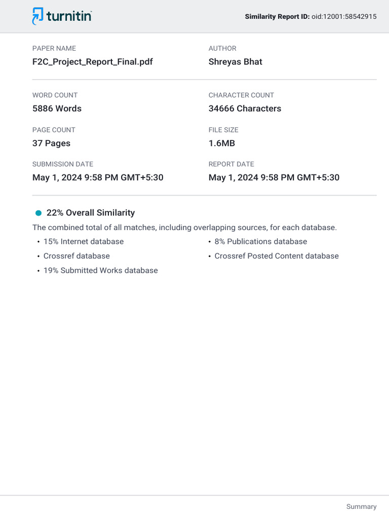 F2C Blackbook Plagiarism PDF | PDF | Written Communication | Software