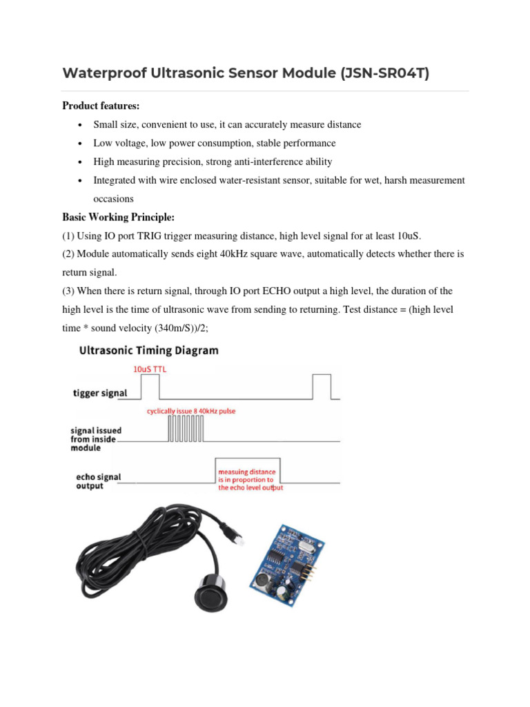Waterproof Ultrasonic Sensor Module | PDF