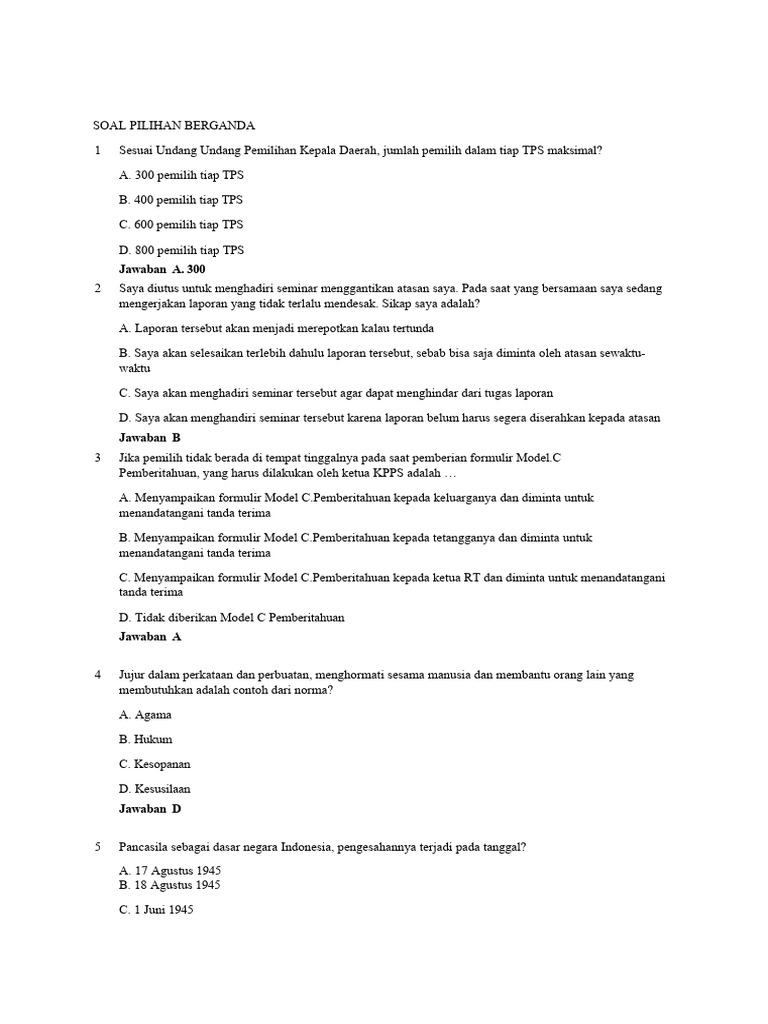 Soal Dan Jawaban PPK | PDF