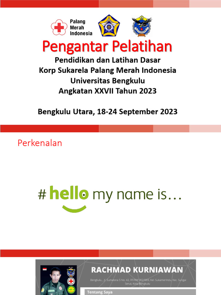 PENGANTAR PELATIHAN Dalam DIKLATDAS KSR PMI UNIB XXVII TAHUN 2023 by RKU | PDF | Karier ...