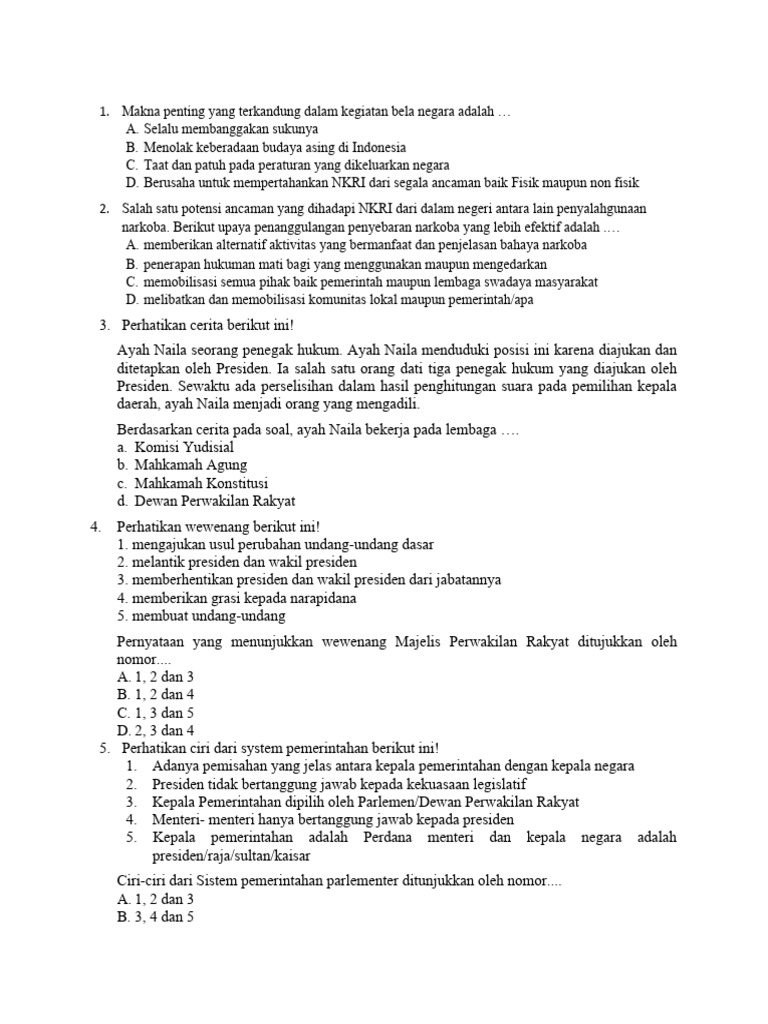 Latihan Soal Usbn 2024 | PDF | Politik | Ilmu Sosial