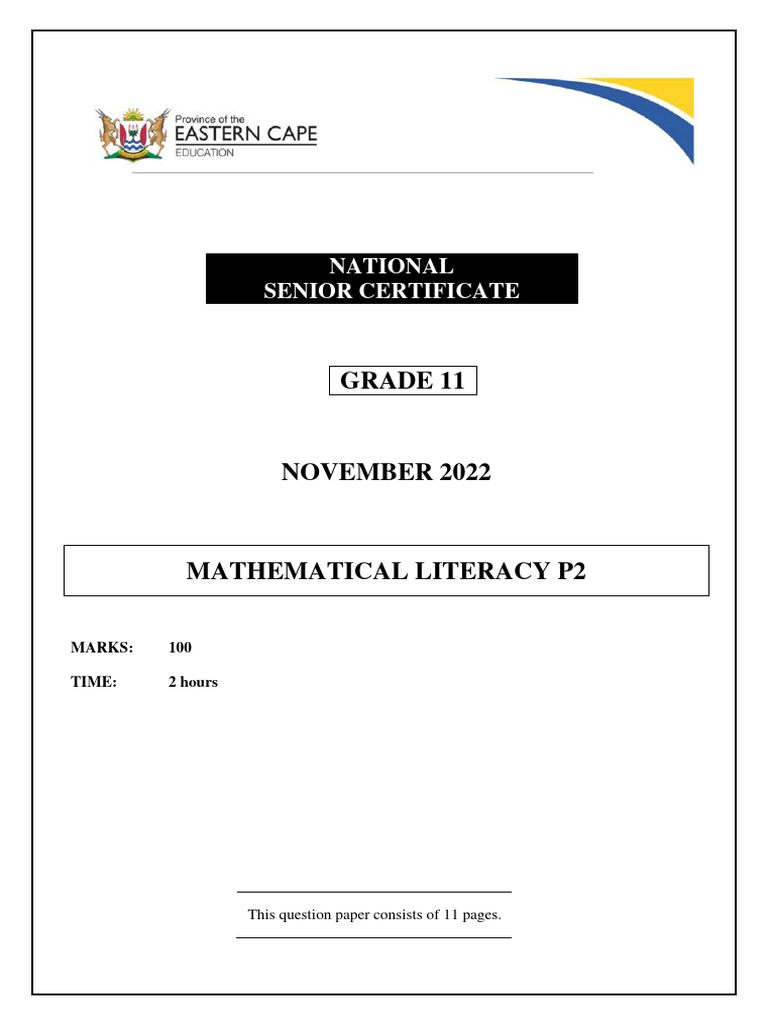Maths Lit p2 QP Gr11 Nov2022 - English | PDF | Length | Area