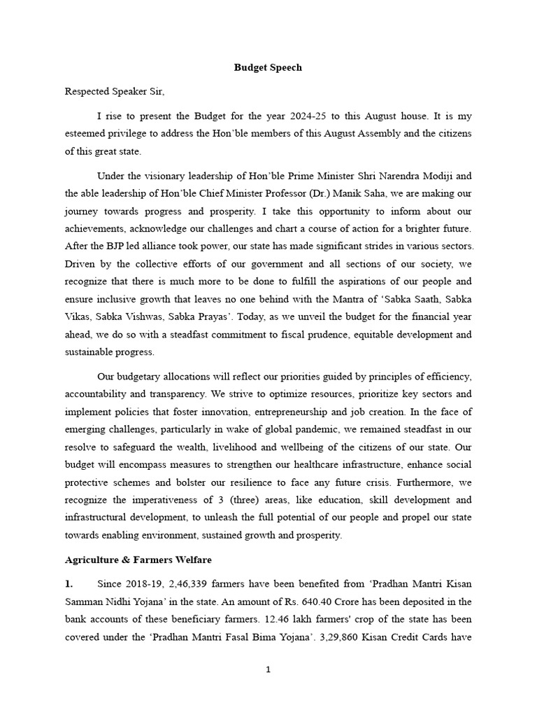 2024-25 Budget Speech Overview | PDF | Agriculture