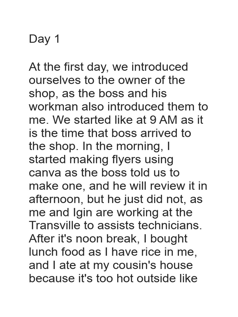 Work Immersion Experience Journal | PDF