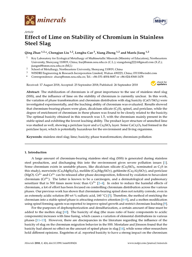 Lime's Impact on Chromium Stability in Slag | PDF | Chromium | Creative ...