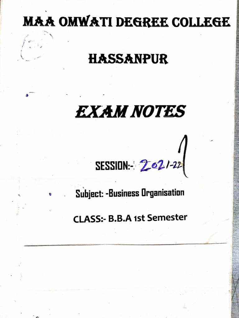 Bba 1st Sem Business Organisation Pdf