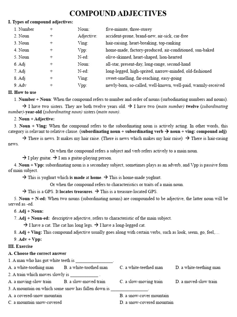Compound Adjectives | PDF | Noun | Adjective