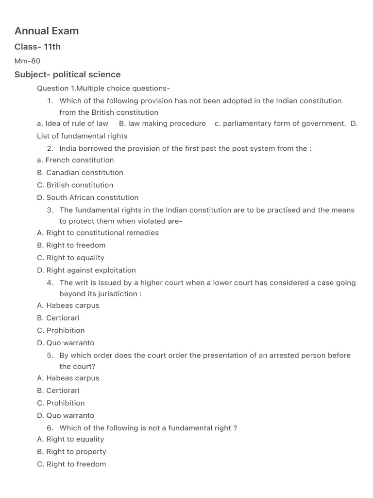 Habeas Corpus Constitution