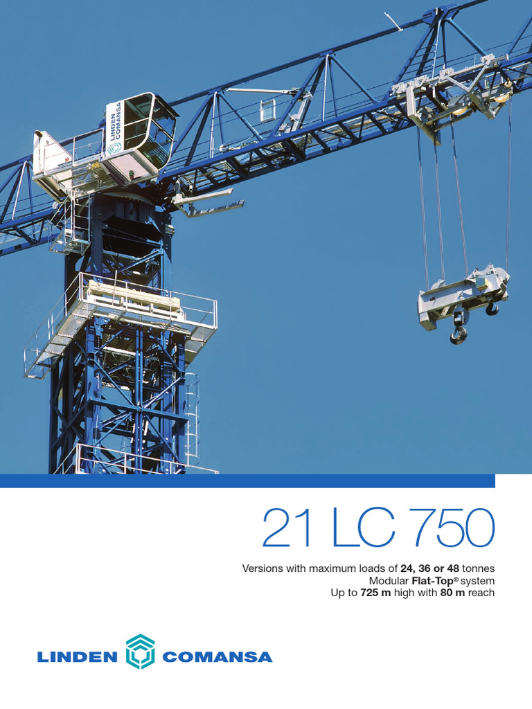 Comansa Brochure Flat Top Crane Model 21lc750 | PDF | Crane (Machine ...