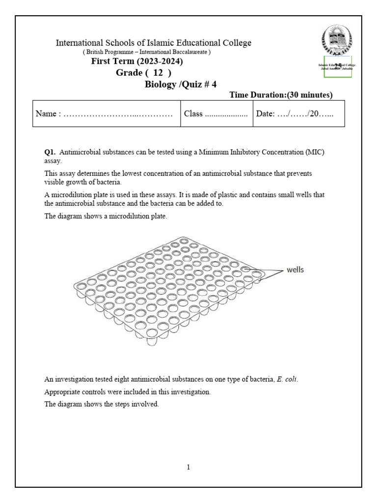Quiz # 4 Grade 12 6A | PDF | Medical Specialties | Virology