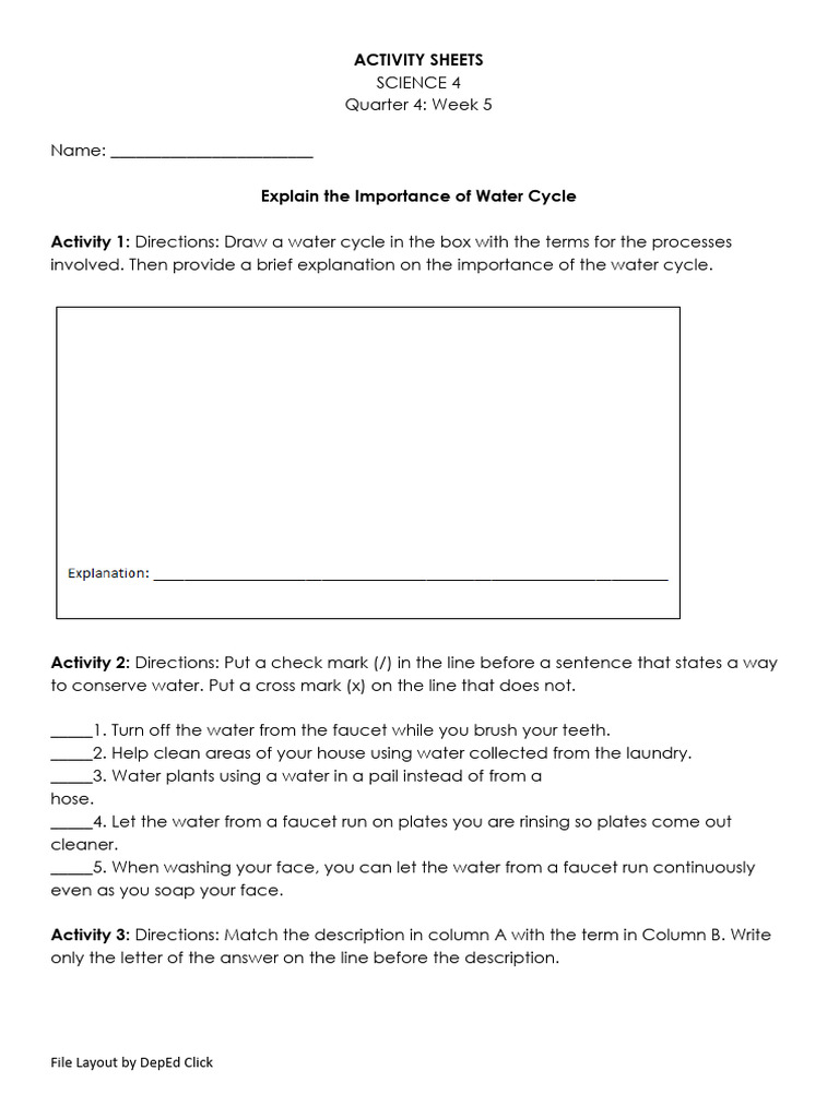 SCIENCE 4 Activity Sheet Q4 W5 | PDF | Teaching Methods & Materials ...