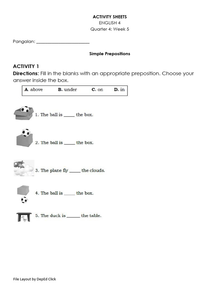 ENGLISH 4 Activity Sheet Q4 W5 2 | PDF | Language Arts & Discipline