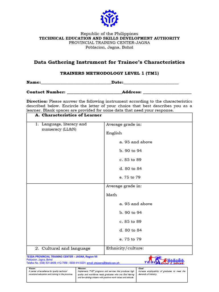 DATA GATHERING TOOL-FORM EDITEd | PDF | Learning | Cognition