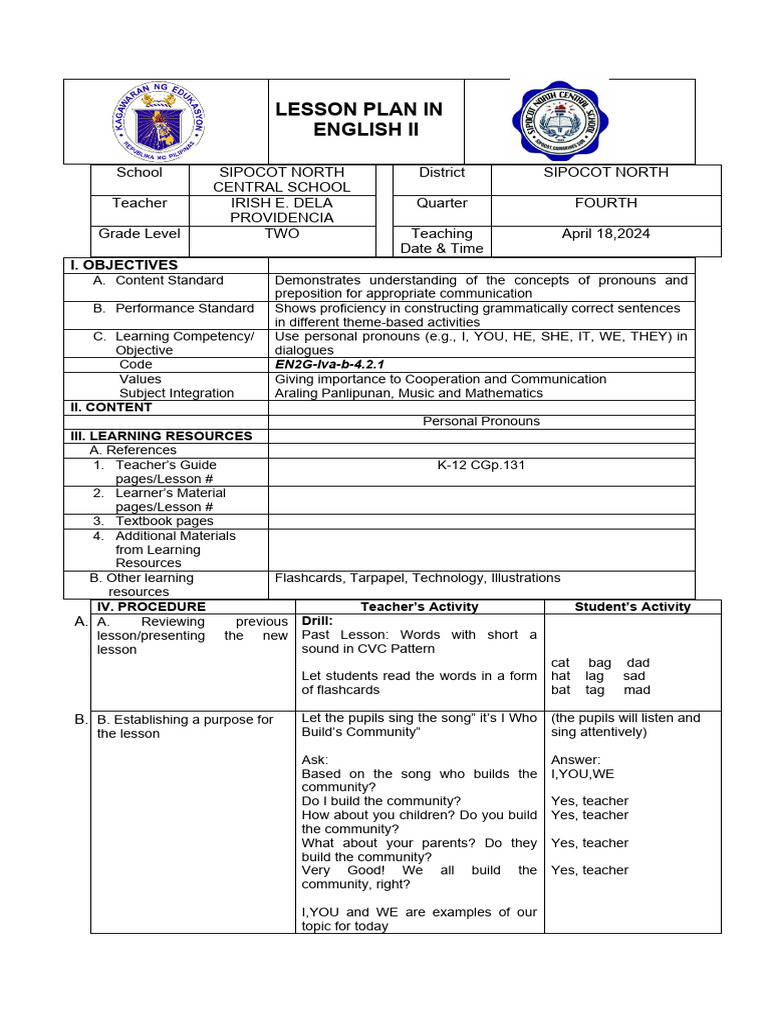 Lesson-Plan-In-English Final Demo | PDF | Noun | Lesson Plan