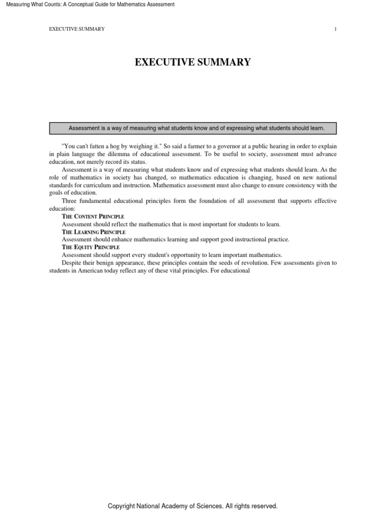 Measuring What Counts - Executive - Summary | PDF | Educational ...