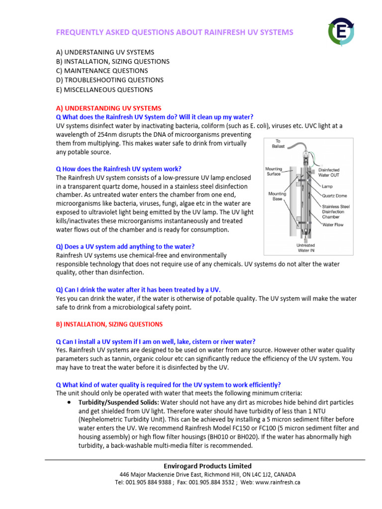 Frequently-Asked-Questions-about-UV-Systems | PDF | Ultraviolet | Water Frequently-Asked-Questions-about-UV-Systems | PDF | Ultraviolet | Water
