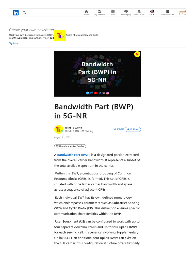 Bandwidth Part (BWP) in 5g-New Radio | PDF | Duplex (Telecommunications) | Radio Spectrum