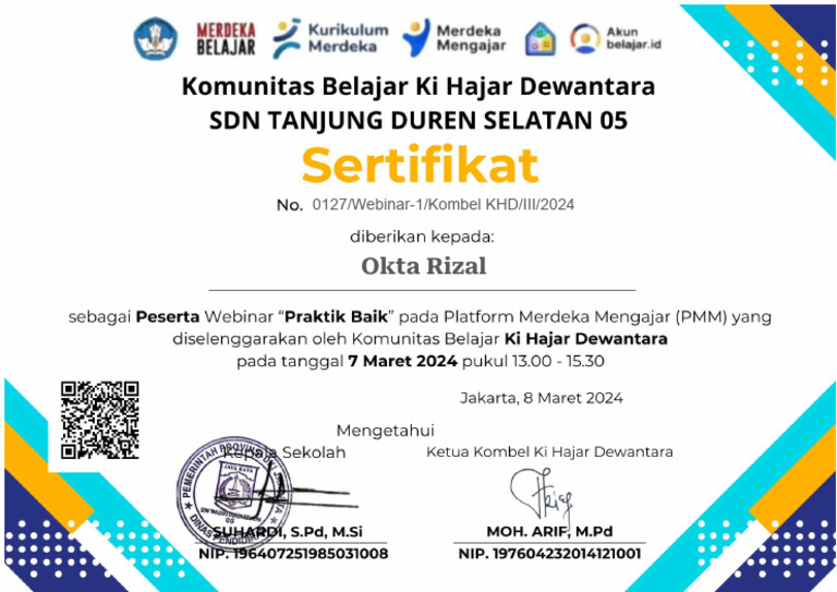2c. SERTIFIKAT KOMBEL PRAKTIK BAIK LATFORM MERDEKA MENGAJAR PMM | PDF