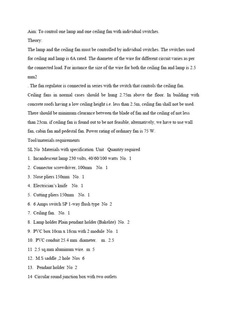 Aim 1 | PDF | Electrical Wiring | Switch