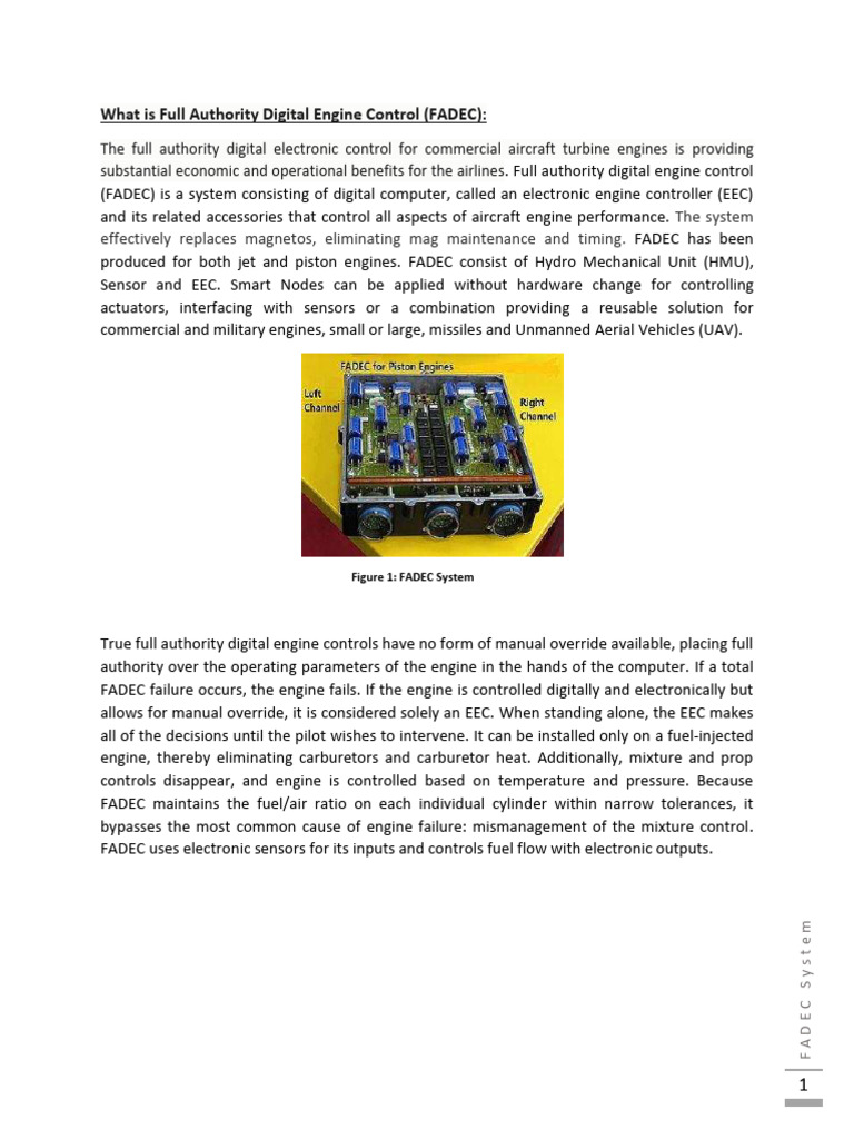 FADEC: Digital Engine Control Guide | PDF | Fuel Injection | Internal ...