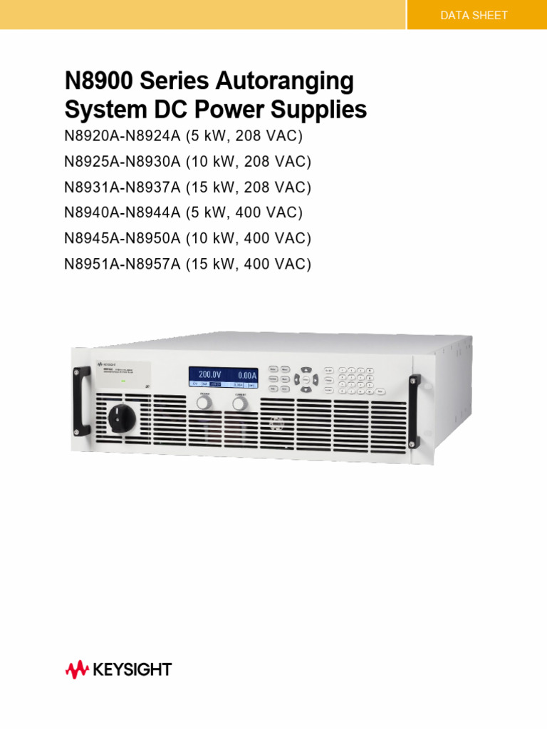 N8900 Series Autoranging System DC Power Supplies | PDF | Power Supply | Alternating Current