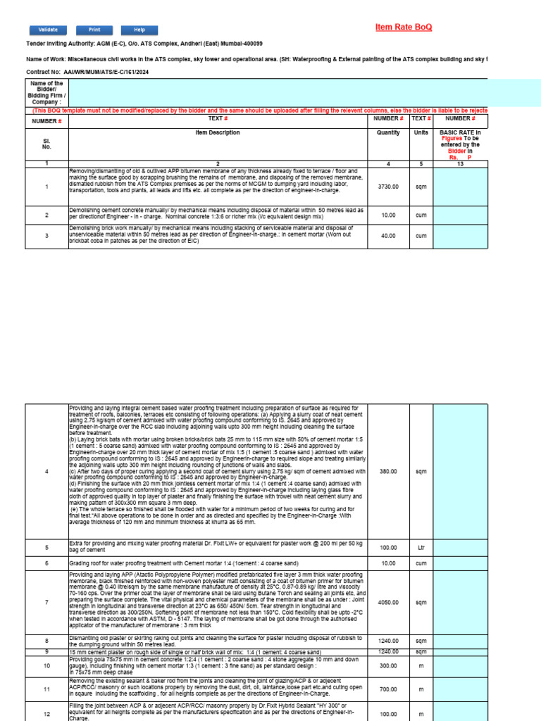 Boq 212405 | PDF | Plaster | Secondary Sector Of The Economy