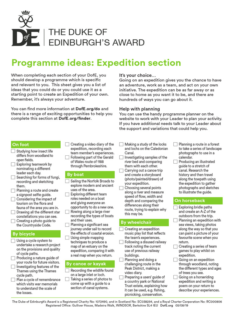 Programme Ideas - Expedition | PDF