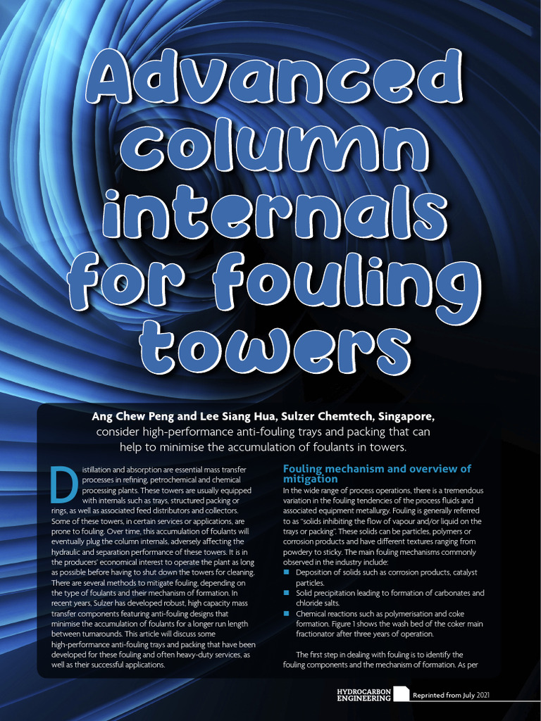 Advanced Column Internals For Fouling Towers - HE - July2021 | PDF ...