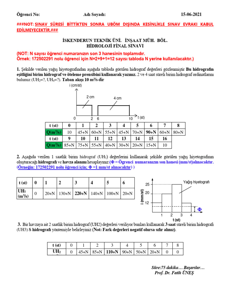 2021 HİDROLOJİ Final Sorular | PDF