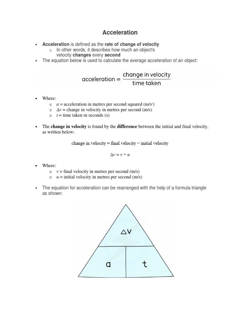 Acceleration | PDF | Acceleration | Velocity