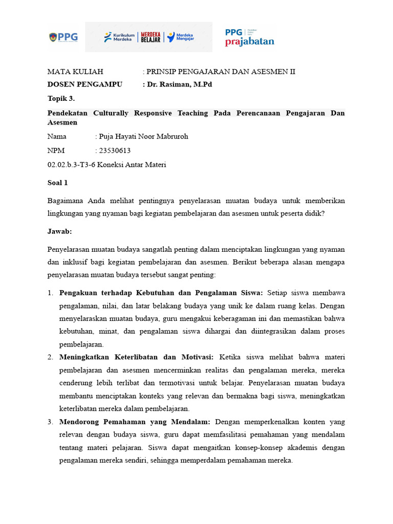 T3-6 Koneksi Antar Materi - PPA 2 - Puja Hayati Noor Mabruroh - 23530613 | PDF | Ilmu Sosial ...