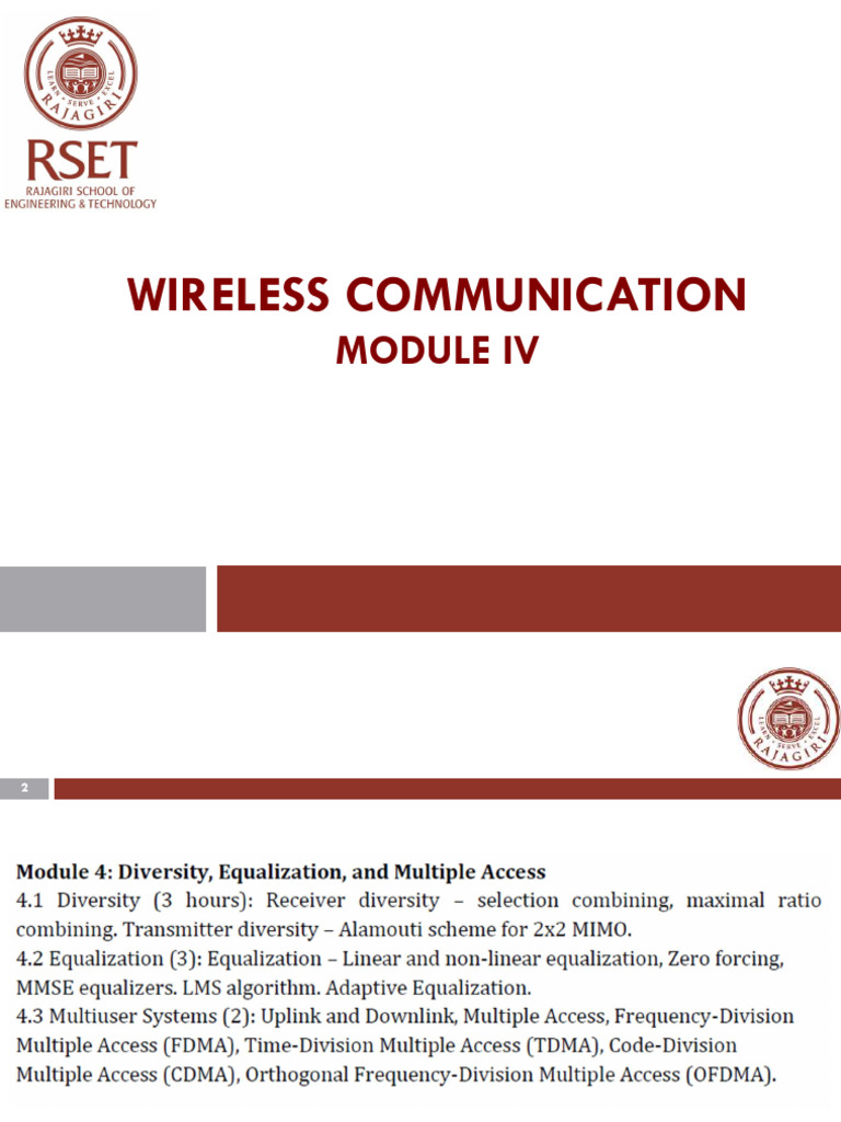 ECT402 WirelessCommunication Module4 Part1 | PDF | Antenna (Radio) | Equalization (Audio)