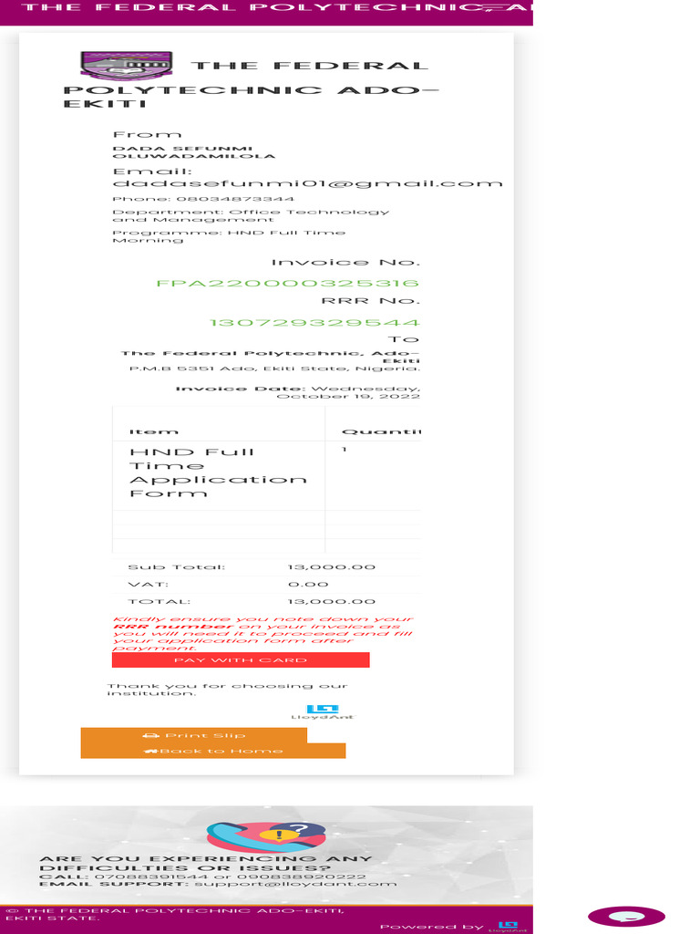 The Federal Polytechnic Ado-Ekiti Student Portal 2 | PDF