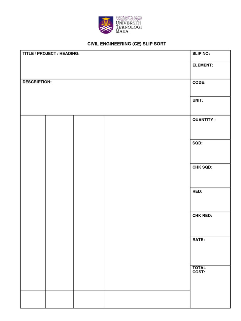 Civil Engineering Slip Sort | PDF
