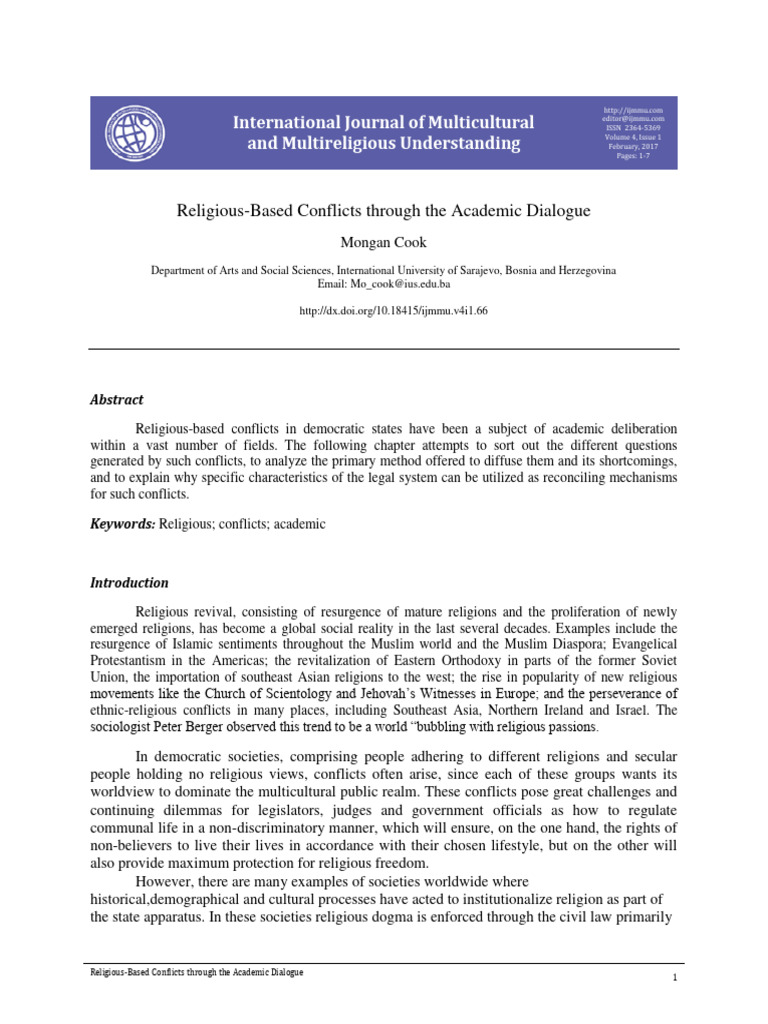 Religious-Based Conflicts Through The Academic Dia | PDF ...