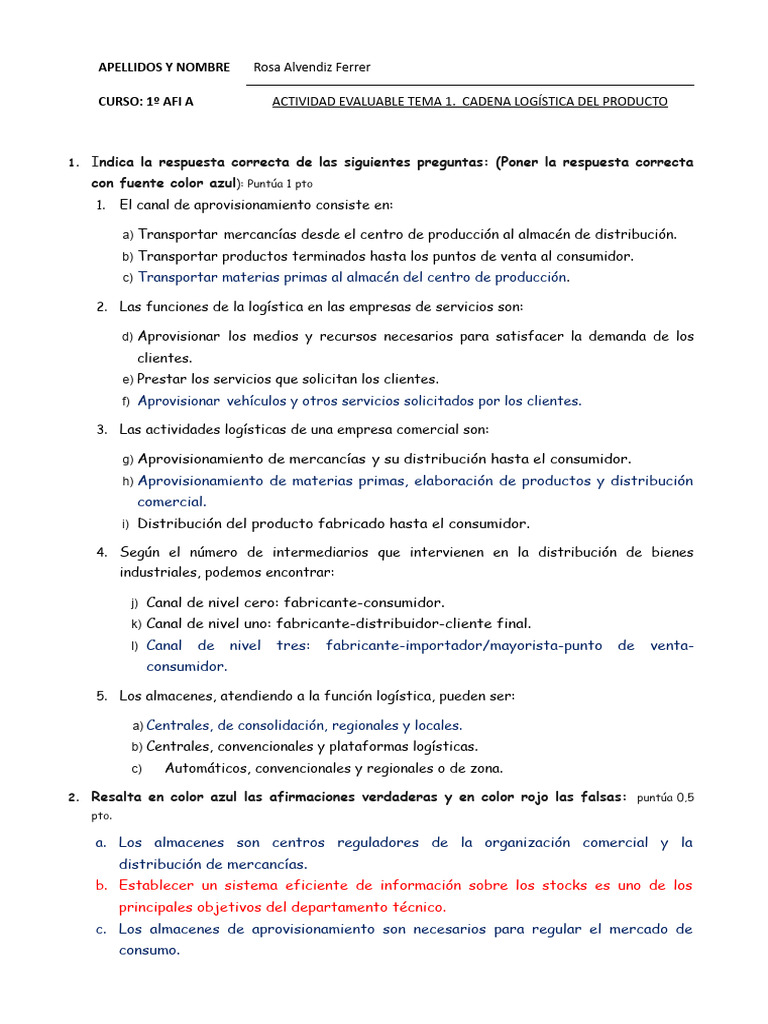 Examen Con Respuestas Correctas | PDF | Logística | Almacén