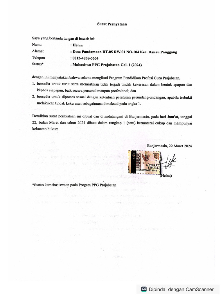 Helna_Surat Pernyataan PPKS untuk PPG_ KELAS C PGSD PPG PRAJABATAN GELOMBANG 1 TAHUN 2024.pdf | PDF