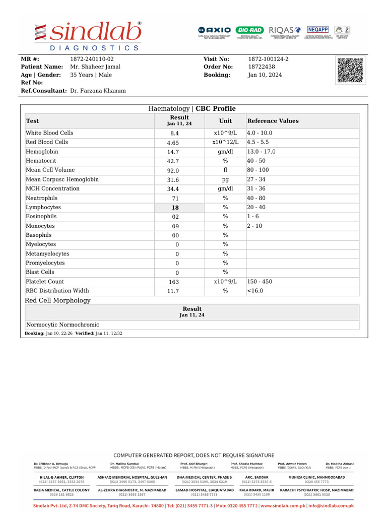 Haematology - CBC Profile | PDF | Medical Specialties | Hematology