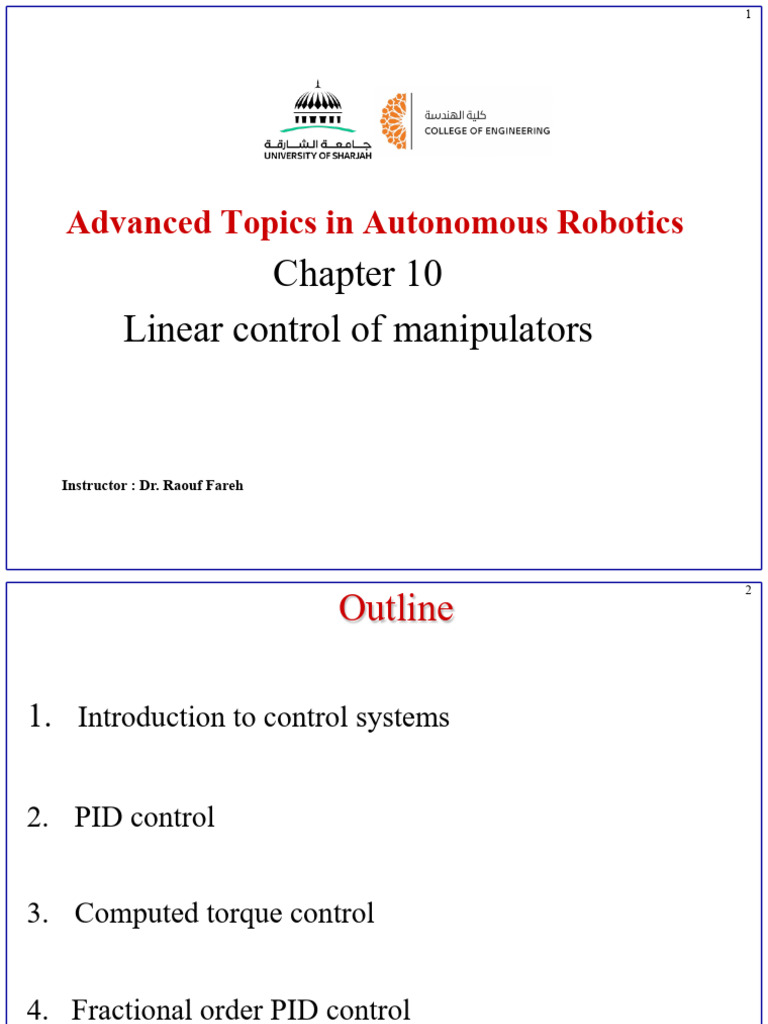 Chapter 10 - Linear Control of Manipulators | PDF | Control Theory | Calculus