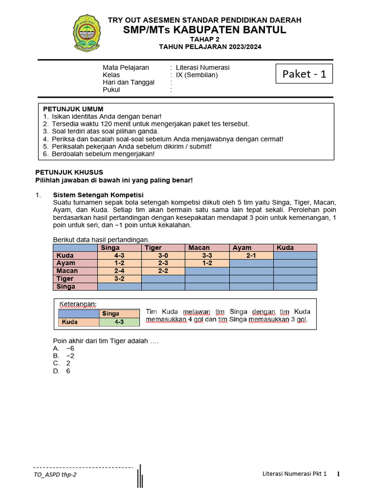 Literasi Numerasi PKT 1 | PDF | Metode & Bahan Ajar
