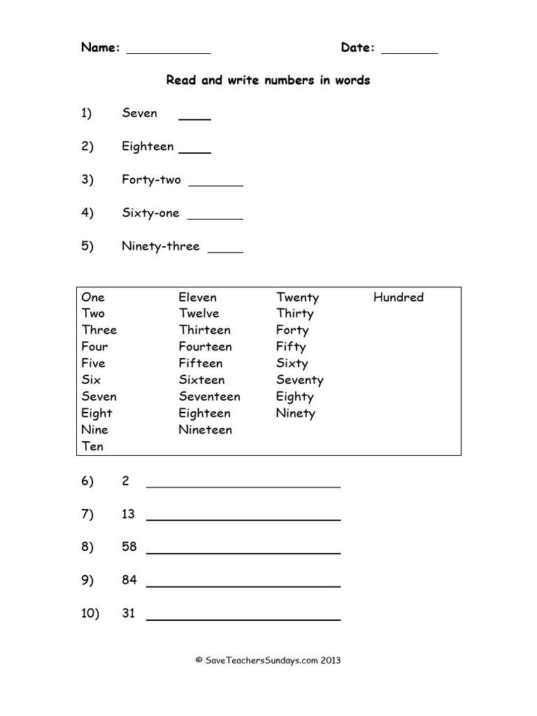 Year 2 Maths Aut001 Read And Write Numbers In Figures And Words 4