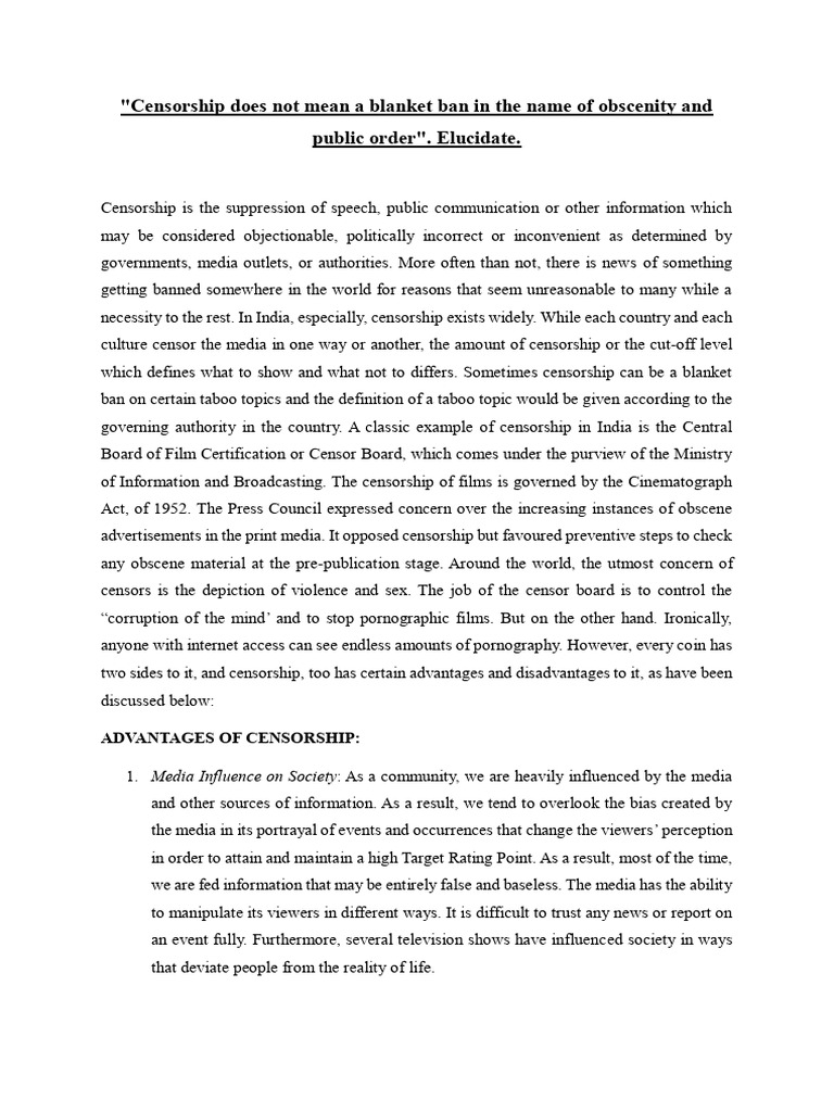 Censorship Doesnot Mean Blanket Ban | PDF | Censorship | Human Rights