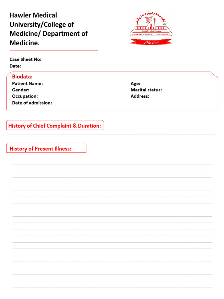 Medical Case Sheet Template | PDF | Clinical Medicine | Medicine