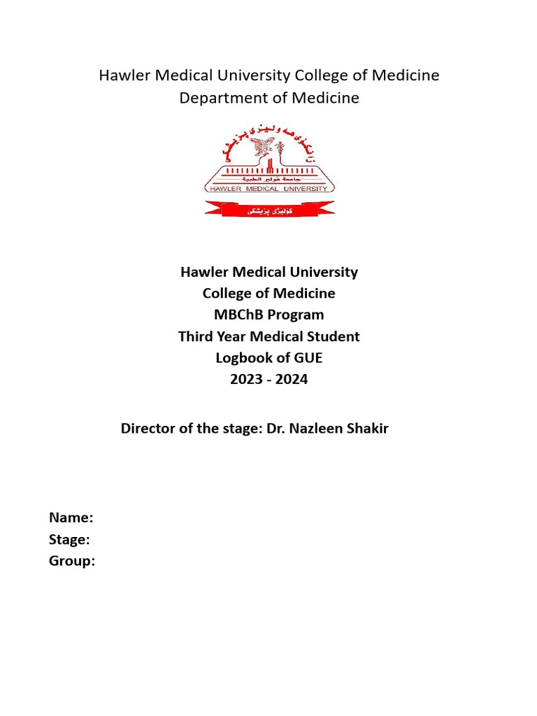 Hawler Medical University Logbook 2023-2024 | PDF