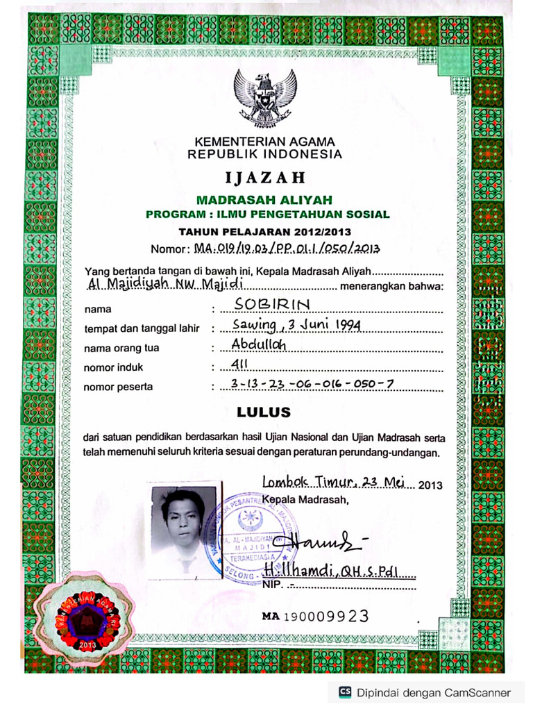 Ijazah Man Sobirin | PDF